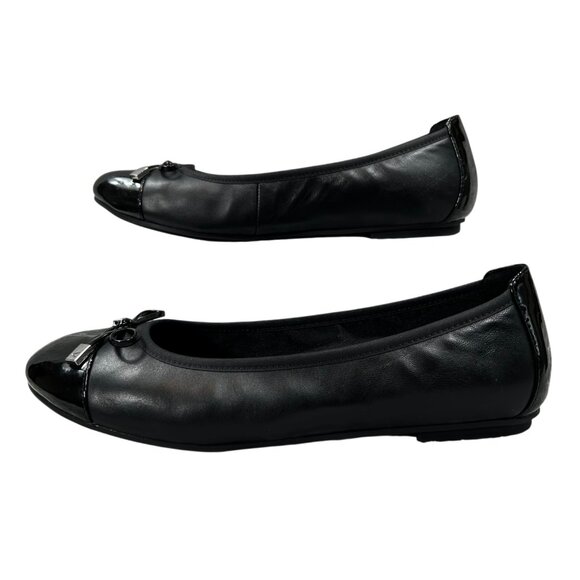 Vionic | Shoes | Vionic Minna Black Leather Patent Bow Ballet Flats ...